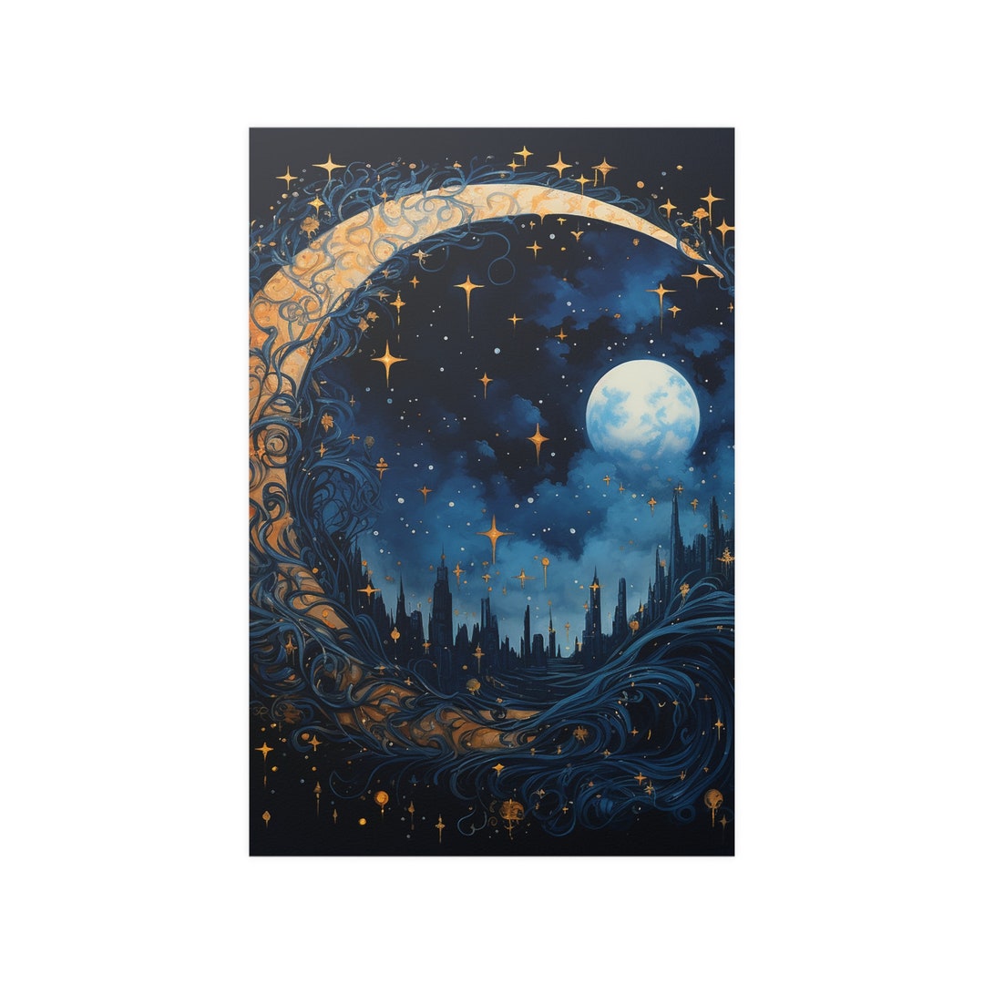Golden Gateway: Moonlit Glimpse Into a Majestic Future City Through the ...