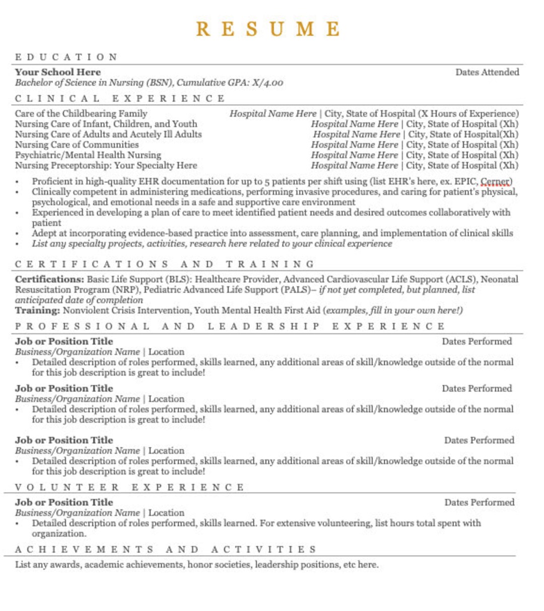 New Graduate RN Nursing Portfolio Template for Apple Pages - Etsy