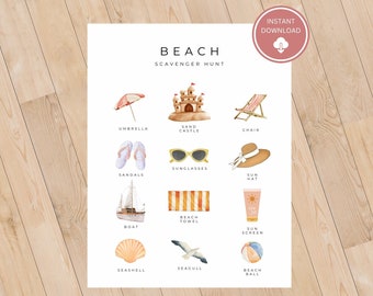 Beach Scavenger Hunt for Kids Printable Summer Activity Outdoor ...