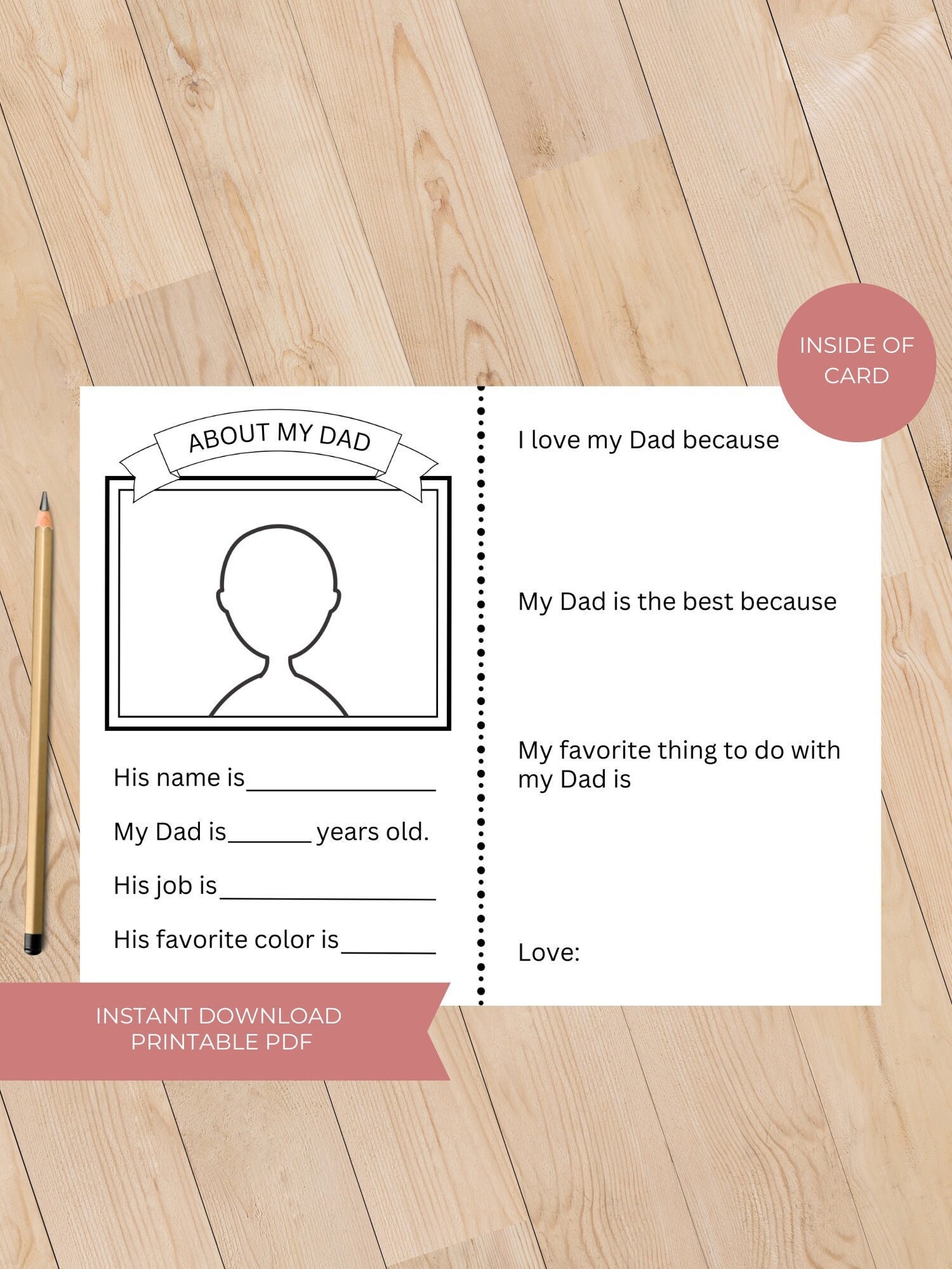 Father's Day Card Printable: All About Dad Coloring Page (PDF) - Etsy