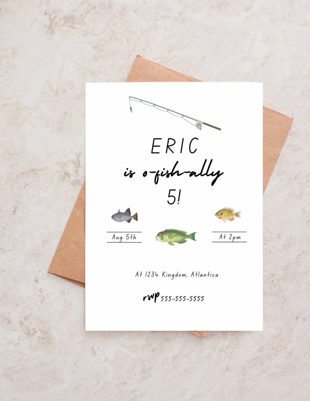 O-fish-ally One” Kids Birthday Invite - Fun Fish-themed Digital ...