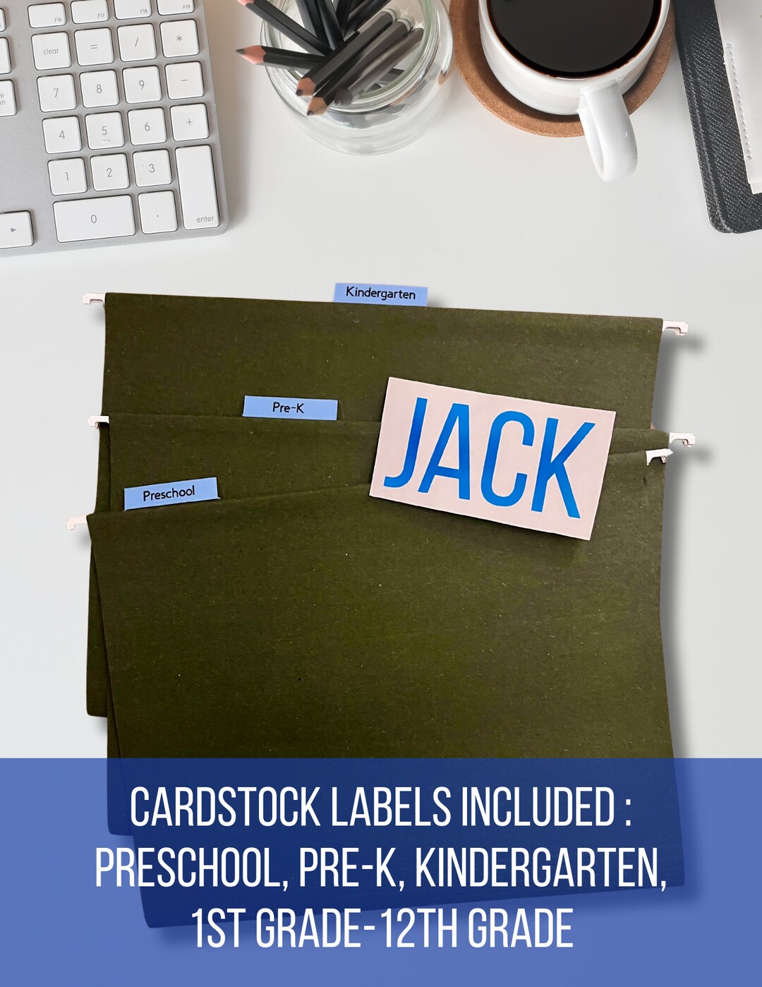 School Work Organization Labels for Filing Folders Memory Box for Kids ...