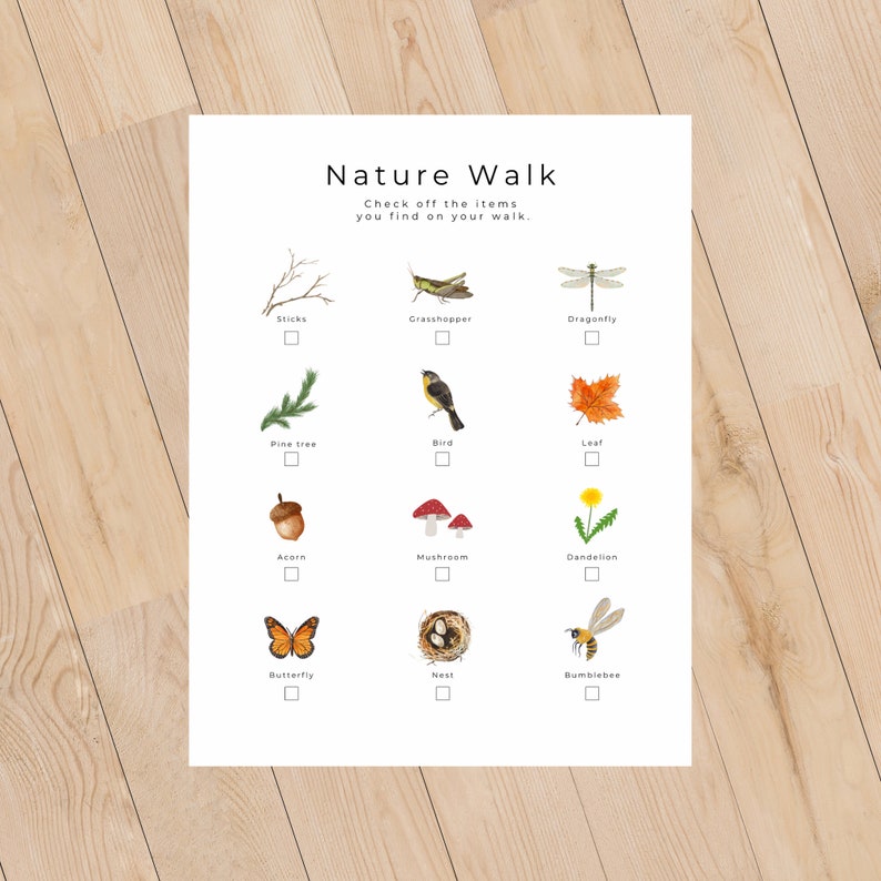 Nature Walk Printable Nature Scavenger Hunt for Kids Hiking - Etsy