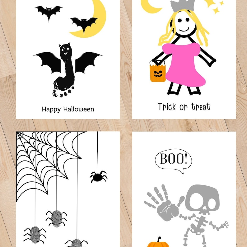 Halloween Handprint Art: Kids Craft Bundle (PDF Printable) - Etsy