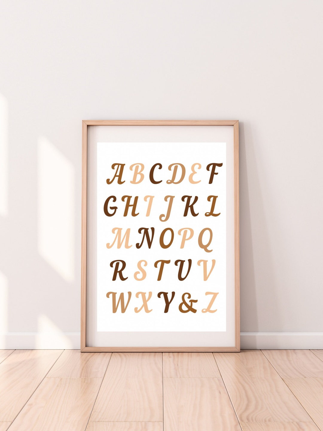 ABC Alphabet Printable for Playroom, Nursery, and Classroom Brown and ...