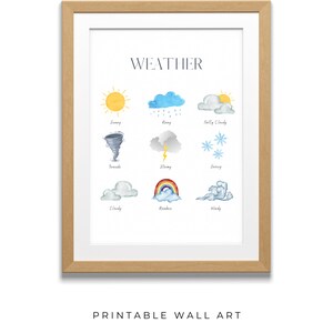Kids Weather Chart Printable Classroom Wall Art Weather Station ...