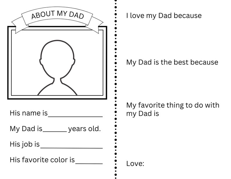 Father's Day Card Printable: All About Dad Coloring Page (PDF) - Etsy