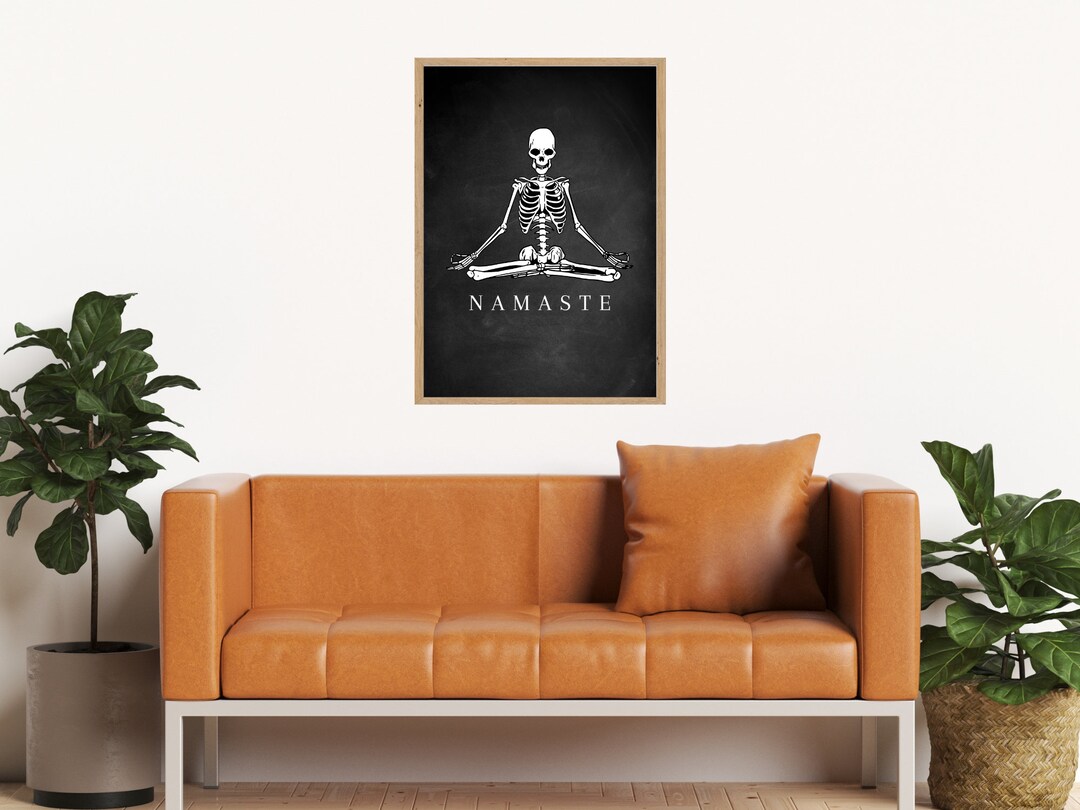 Skeleton Yoga Namaste Print: Vintage Halloween Goth Art (digital ...