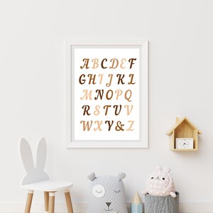 ABC Alphabet Printable for Playroom, Nursery, and Classroom Brown and ...