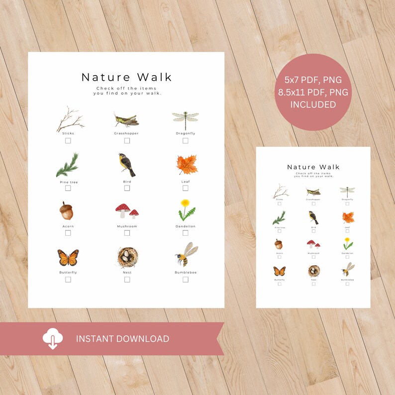 Nature Walk Printable Nature Scavenger Hunt for Kids Hiking - Etsy