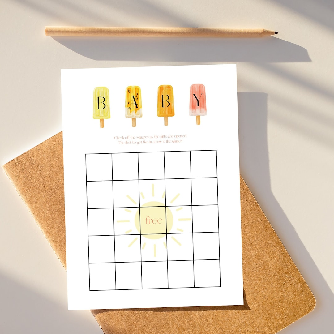 Baby Shower Popsicle Bingo, Baby Bingo Printable, Popsicle Themed Baby ...