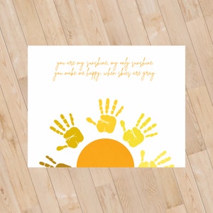 You Are My Sunshine Hand Print Art Craft Mother's Day Craft From Kids ...