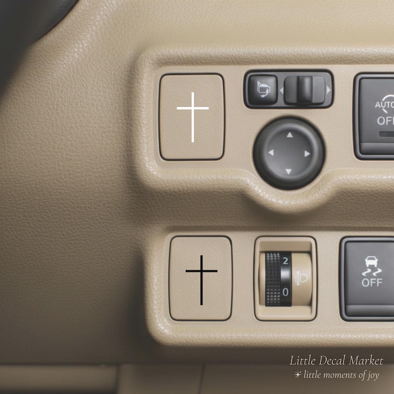 Tiny Cross Decal – Micro Vinyl Cross Sticker for Car Button, Dashboard ...