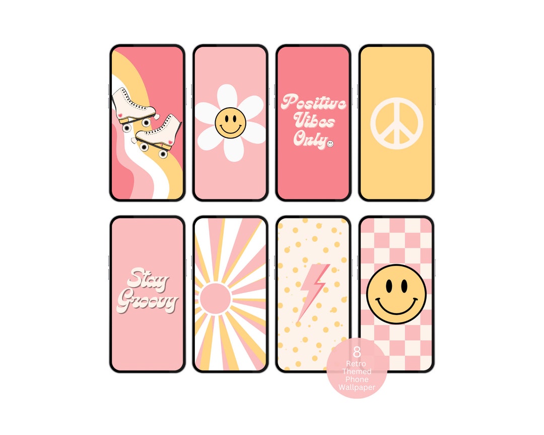 Retro Groovy Phone Wallpaper: 8-pack iPhone Backgrounds (digital ...