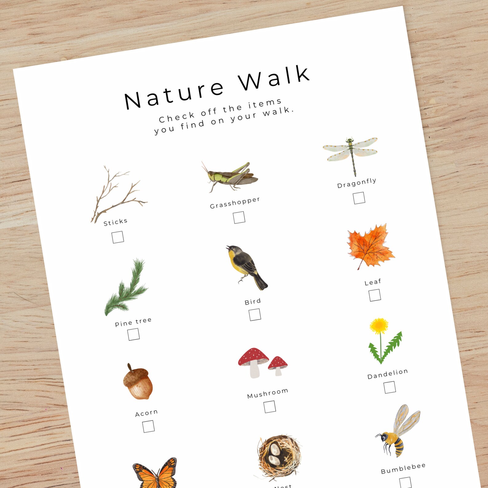 Nature Walk Printable Nature Scavenger Hunt for Kids Hiking - Etsy