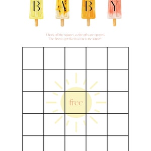 Baby Shower Popsicle Bingo, Baby Bingo Printable, Popsicle Themed Baby ...