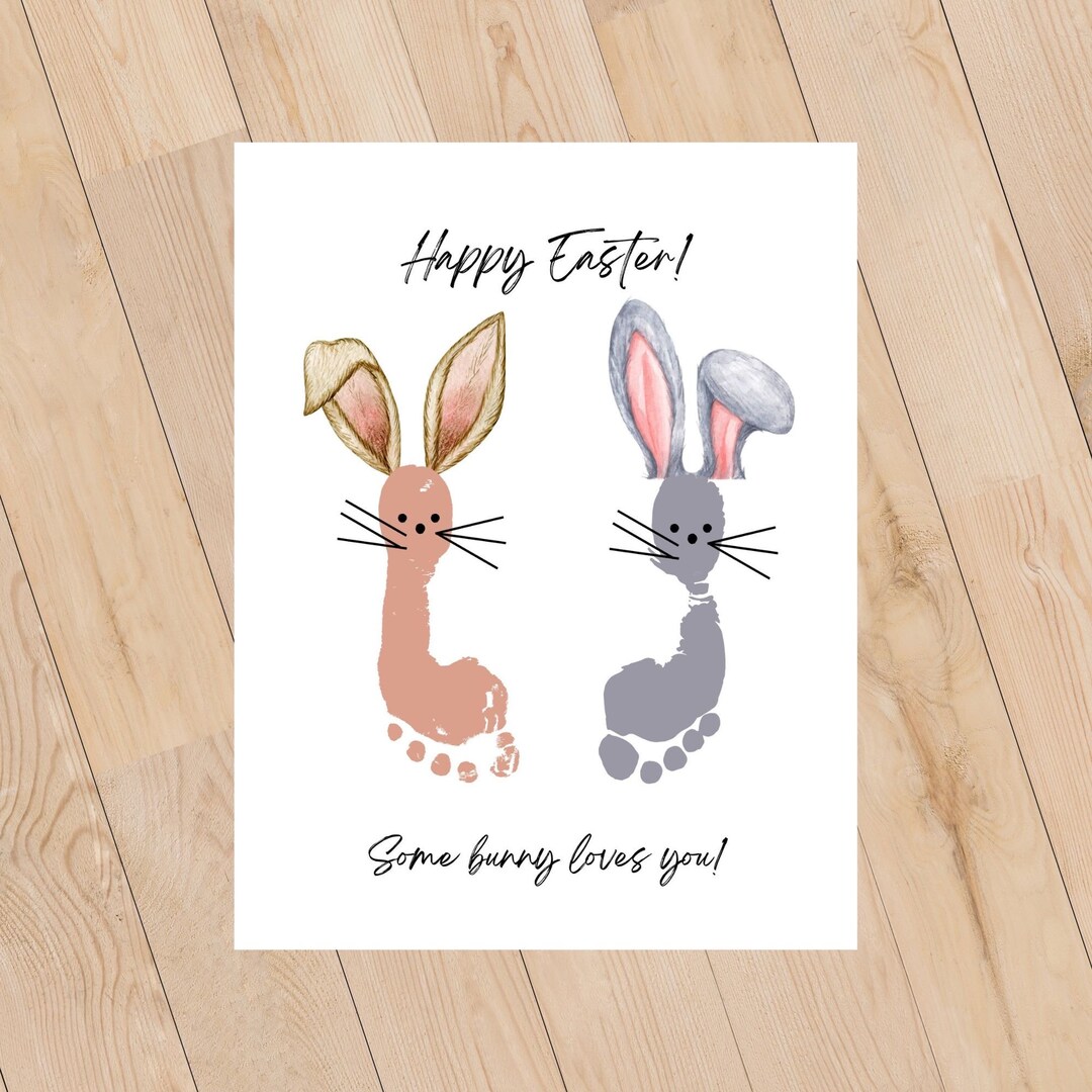 Easter Bunny Footprint Art: Kids Craft Printable (digital Download) - Etsy