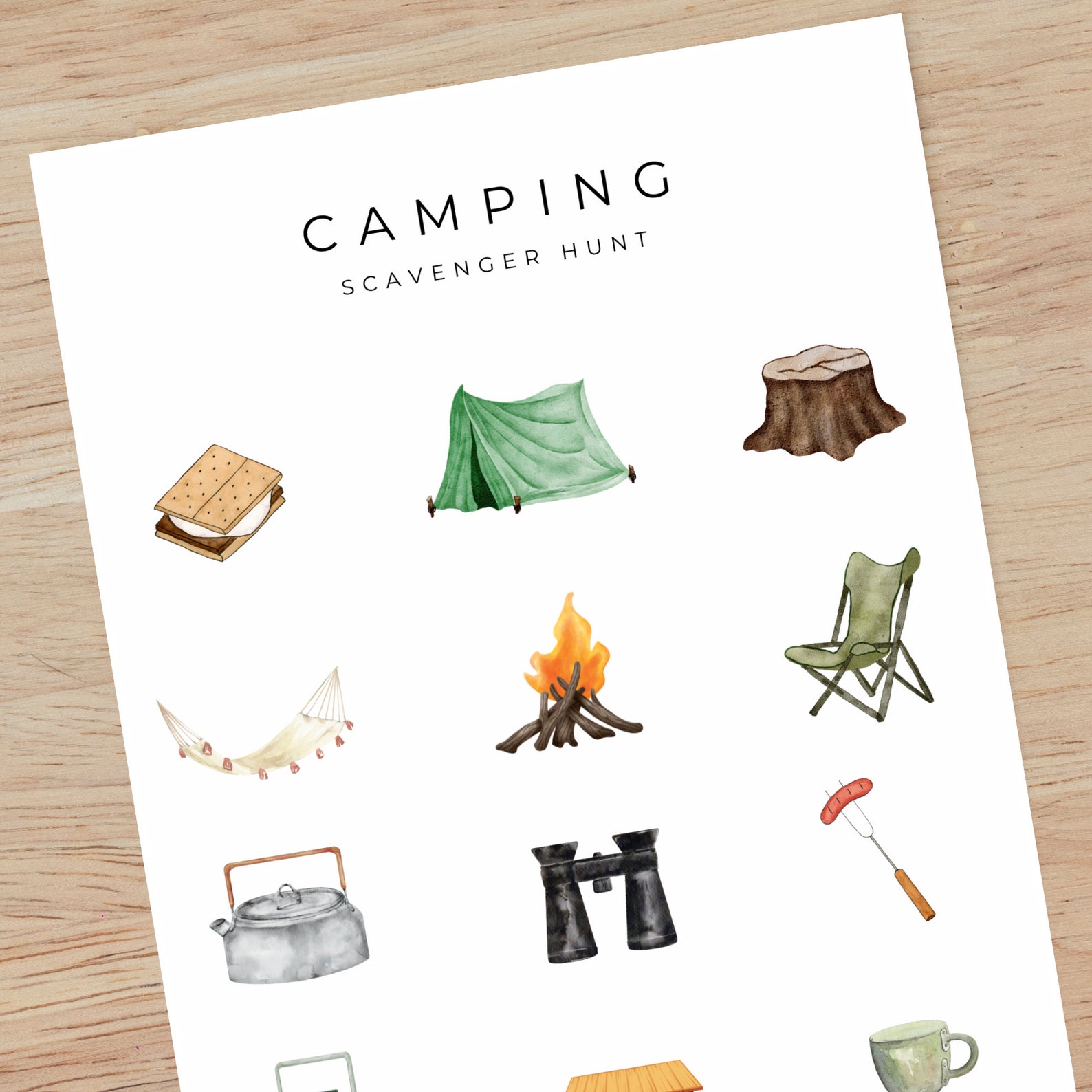 Camping Games for Kids Camping Scavenger Hunt Printable Campfire Games ...