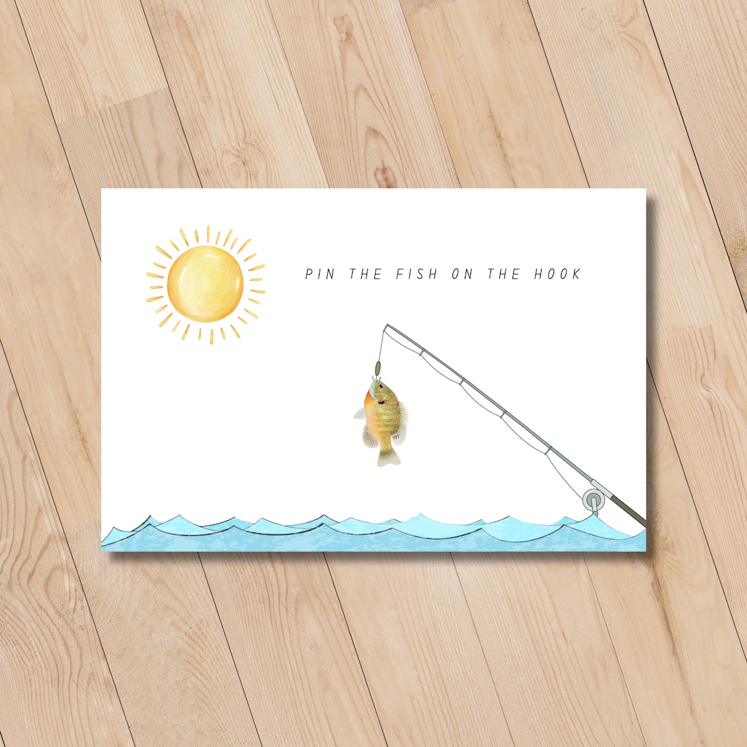 Pin the Fish on the Hook Party Game: Fishing Birthday Activity (digital ...