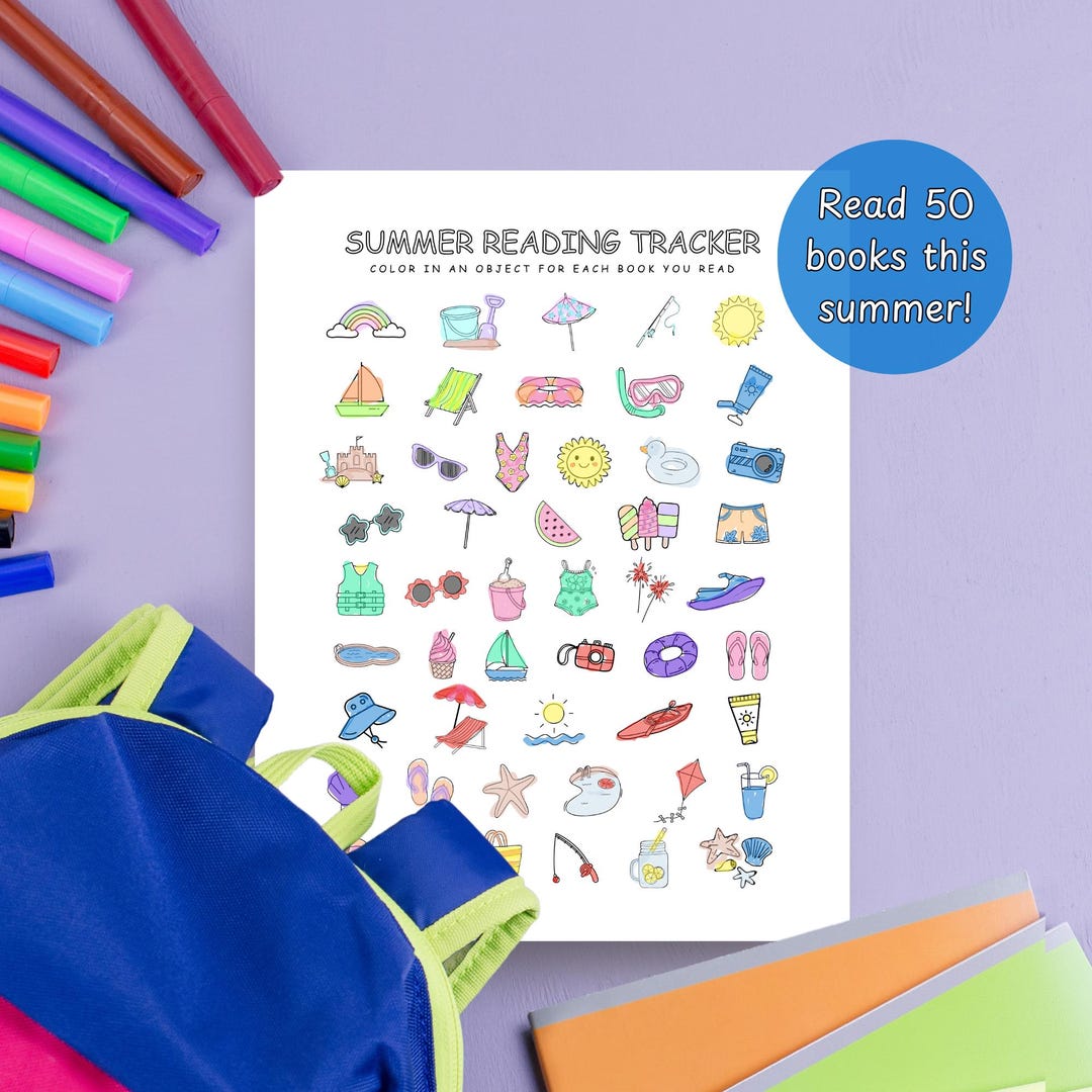 Summer Reading Tracker Printable | Kids Reading Chart PDF | Fun Color ...
