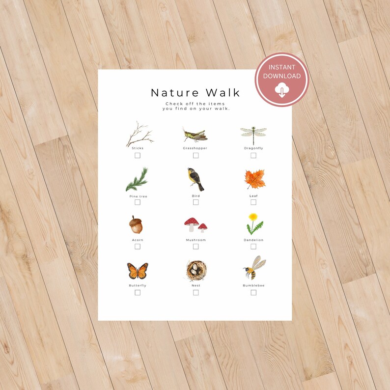 Nature Walk Printable Nature Scavenger Hunt for Kids Hiking - Etsy