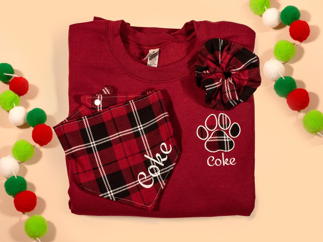 Custom Matching Family With Dog Mom Personalized Sweatshirt Plaid ...