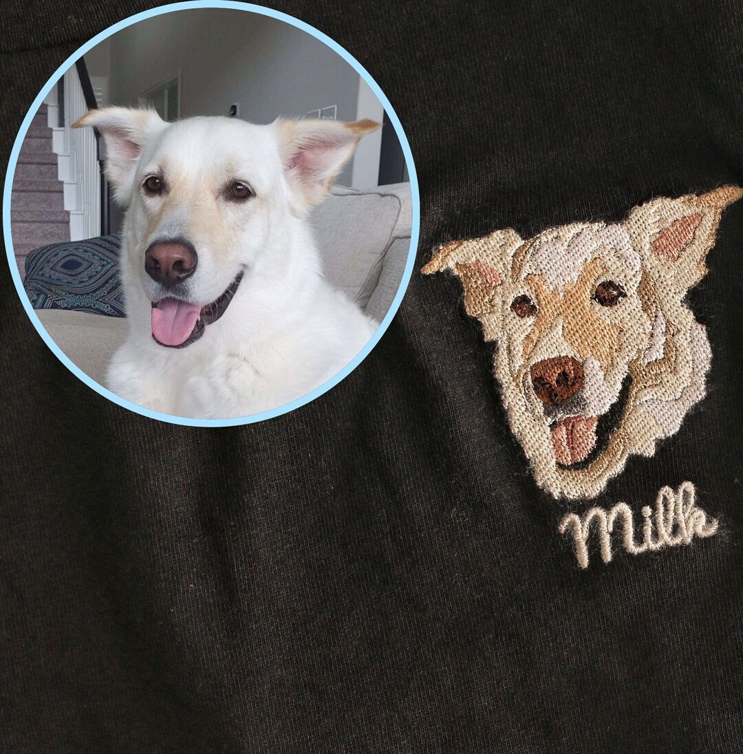 Custom Dog Face T-shirt, Embroidered Dog Shirt, Personalized Pet Owner ...
