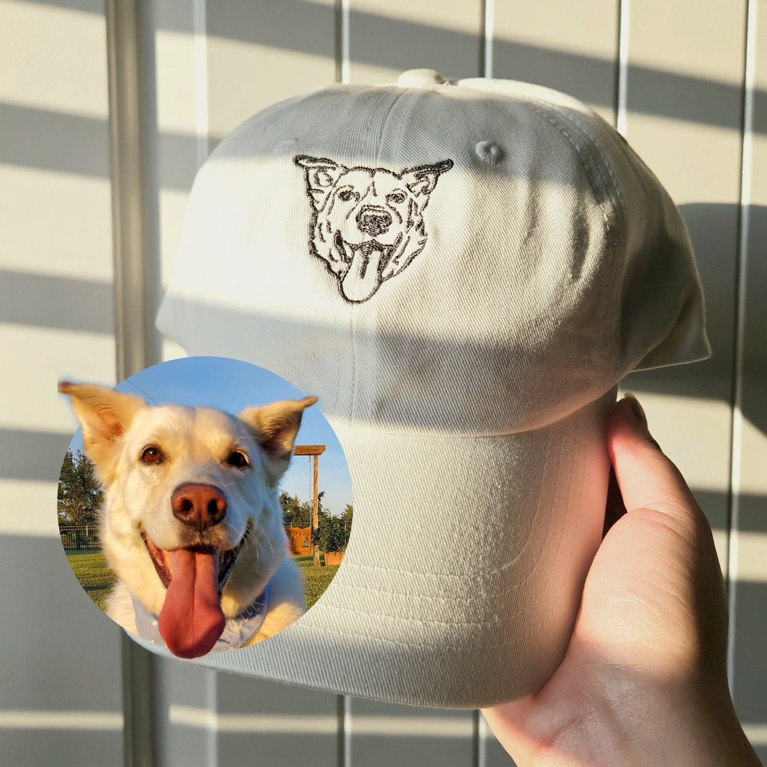 Baseball Hat With Dog Embroidery Personalized Pet Outline Embroidered ...