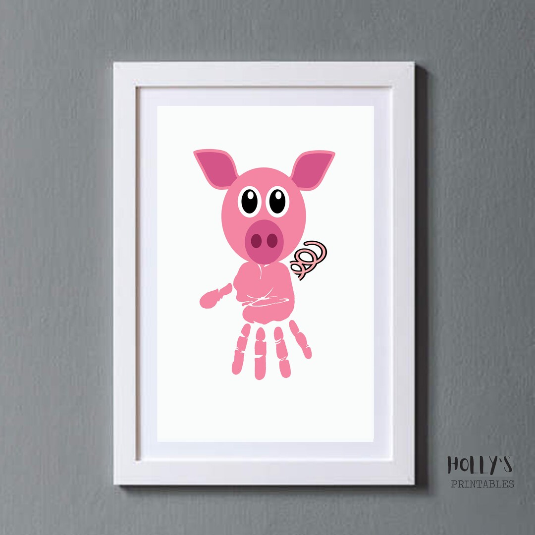 Handprint Art, Farmyard Animal Printable, Pig Wall, Preschool Activity ...