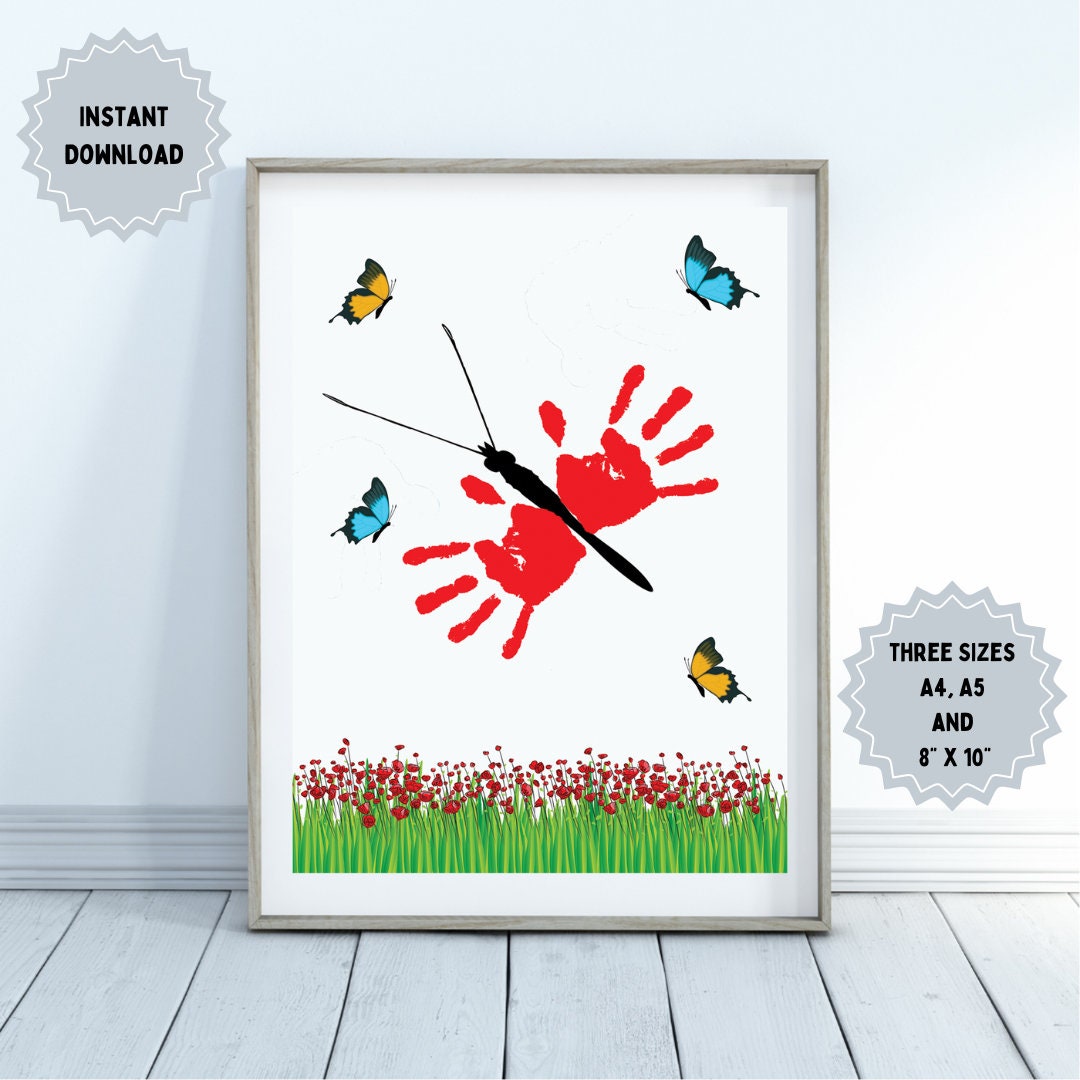 Butterfly Handprint Craft Printable, Mothers Day Handprint, 1st Mothers ...