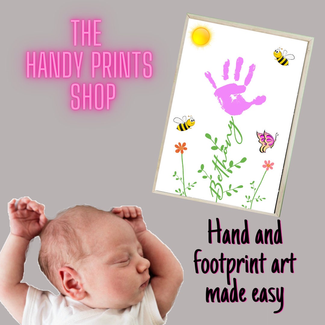 Floral Personalized Handprint Art Printable Card for Mum Birthday Card ...