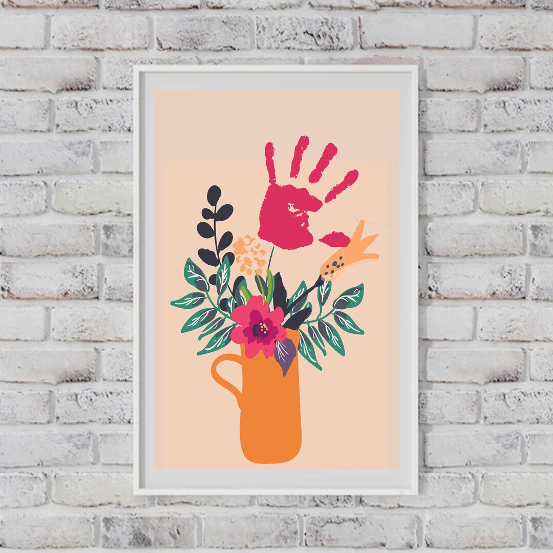 Pre K Handprint Art for Mom, Preschool Busy Book Craft, Floral ...