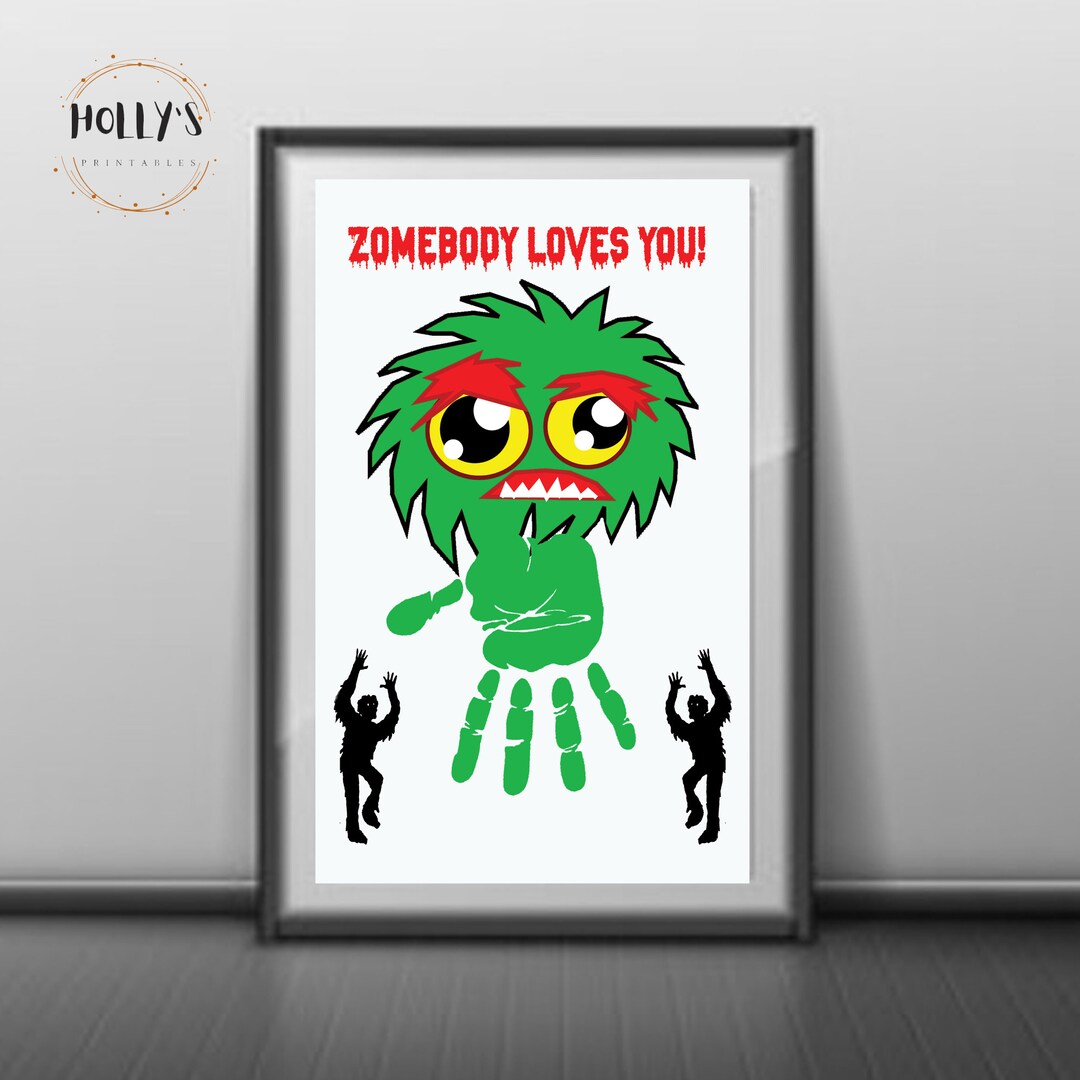 Halloween Handprint Printable Zombie Wall Art Outdoor Party - Etsy