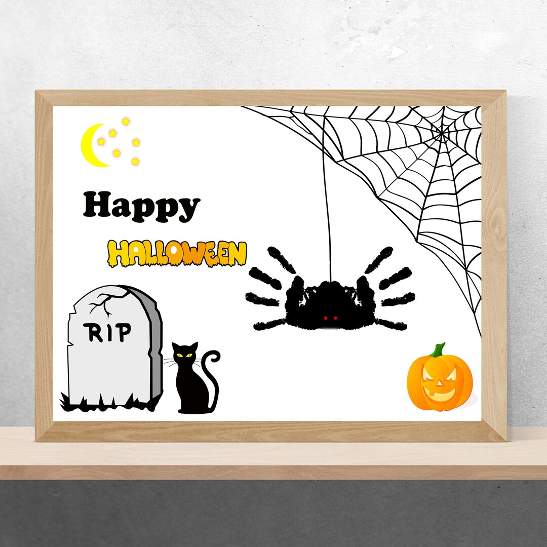 Halloween Handprint Art Kids Craft Spooky Spider Wall Art - Etsy