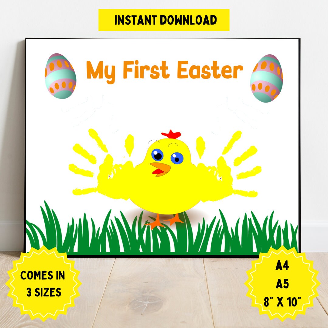 My First Easter Craft Printable, Babys First Easter, Baby Handprint ...