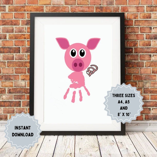 Pig Handprint Art, Farmyard Animal Printable, Preschool Farmyard ...