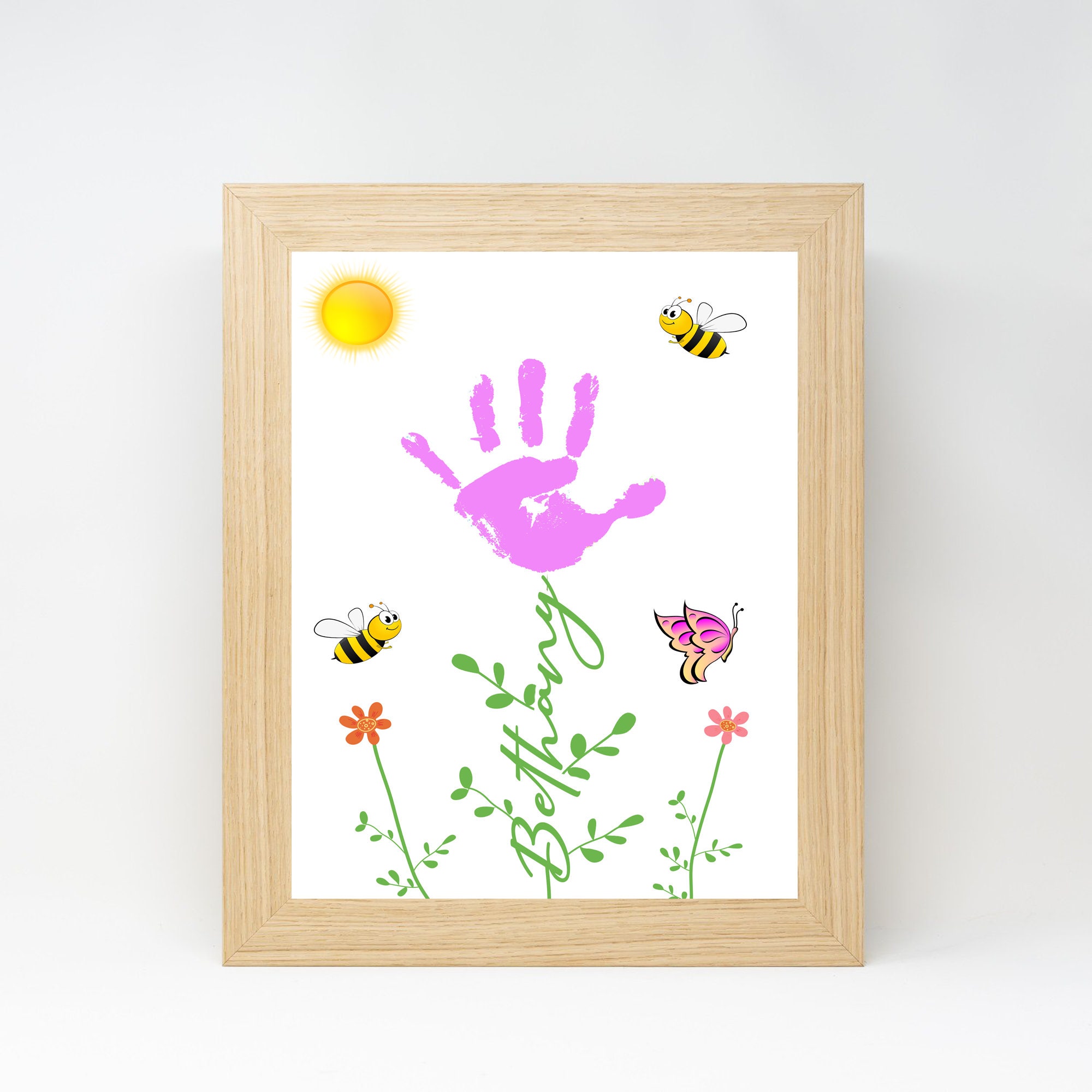 Floral Personalized Handprint Art Printable Card for Mum Birthday Card ...