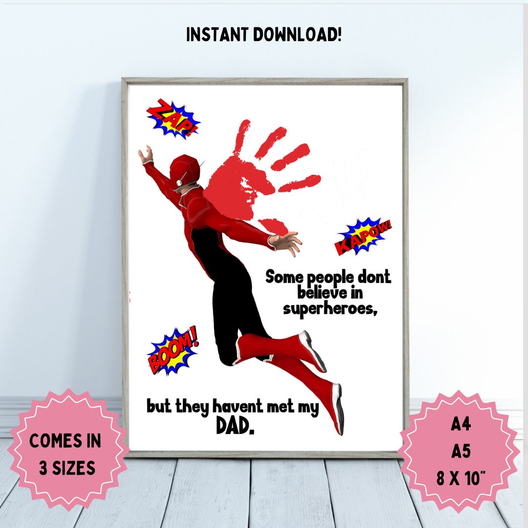 Dad Superhero Fathers Day Handprint for Dad Fathers Day Handprint for ...