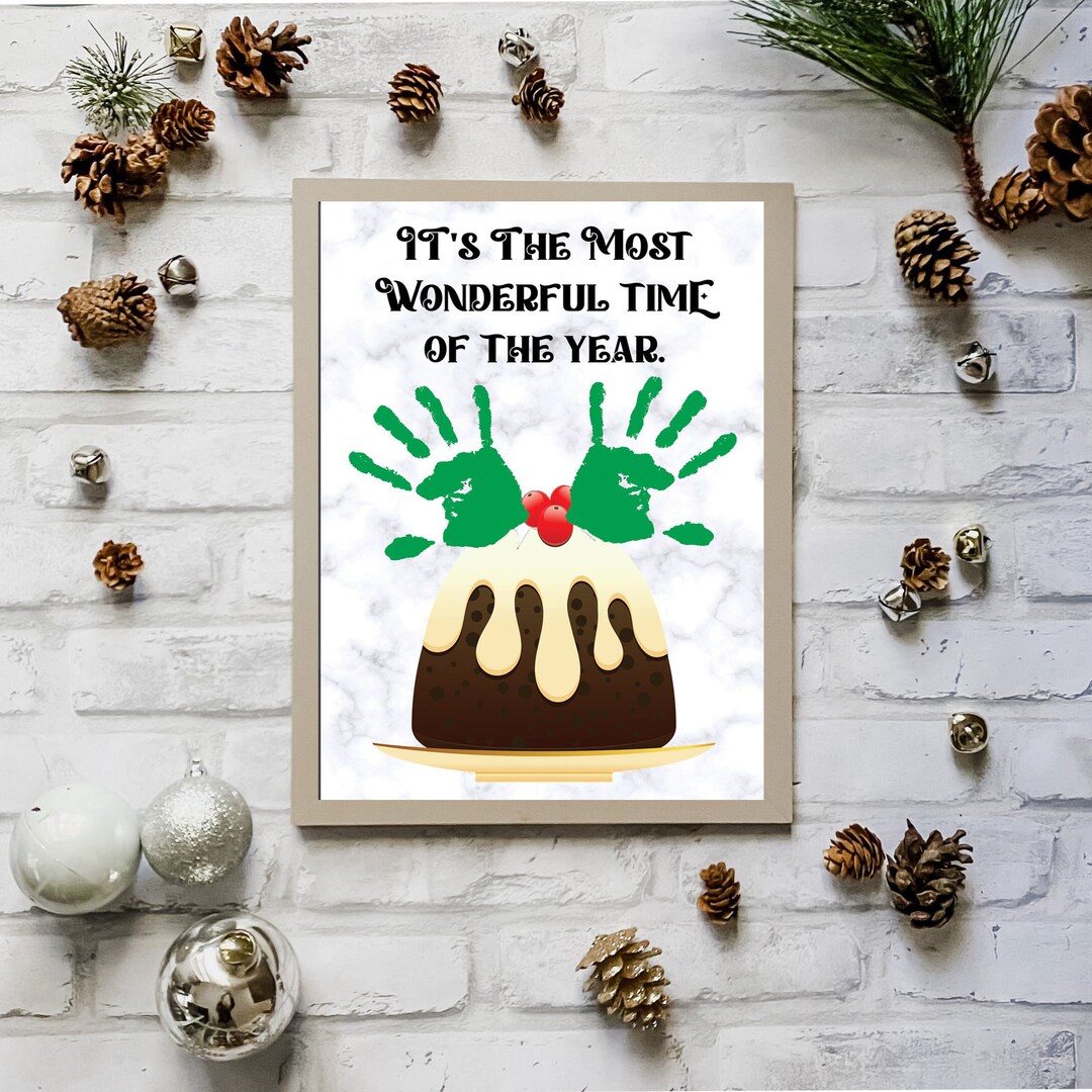 Christmas Pudding Handprint Printable Art, My 1st Xmas, First Christmas ...