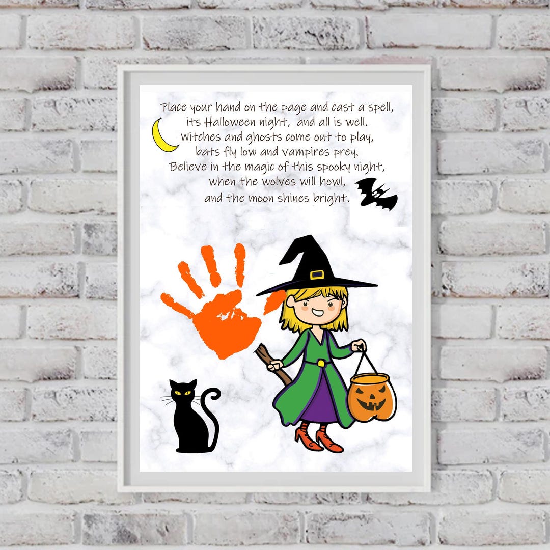 Witch Handprint Art Printable, Halloween Crafts, Preschool Spooky Witch ...