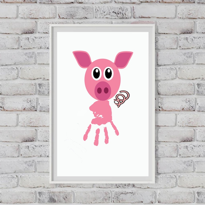 Handprint Art, Farmyard Animal Printable, Pig Wall, Preschool Activity ...