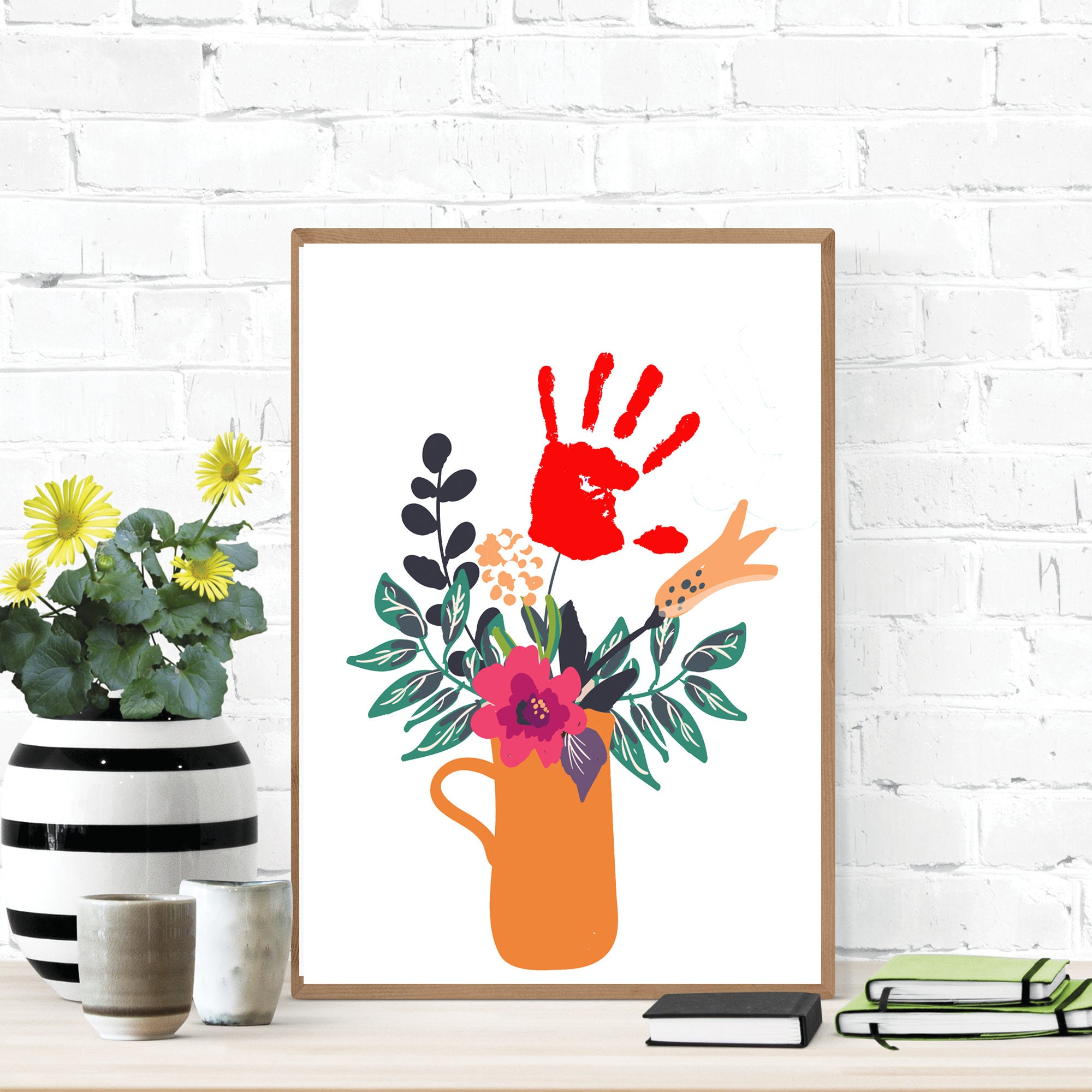 Pre K Handprint Art for Mom, Preschool Busy Book Craft, Cute Floral ...