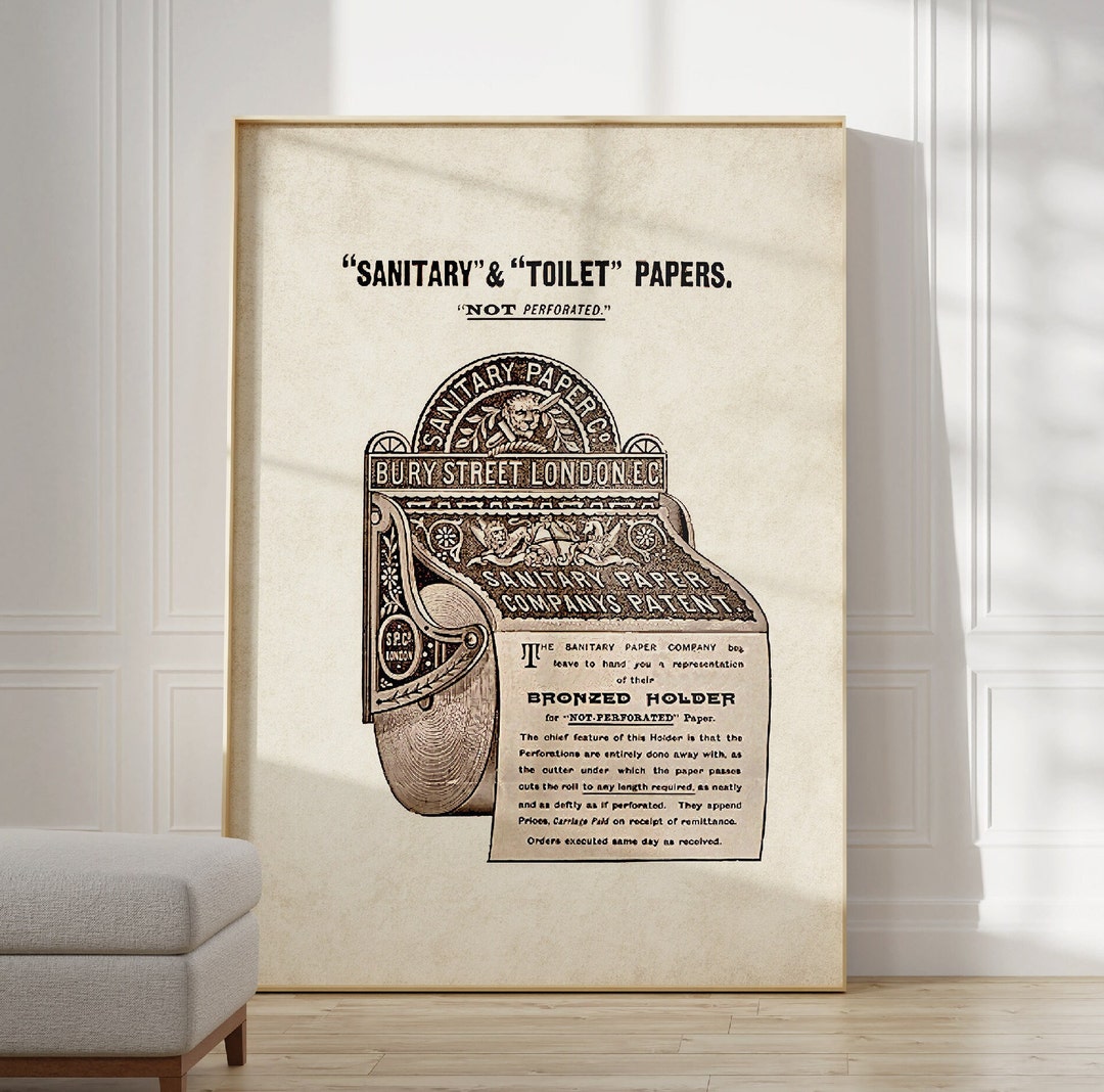 Bathroom Wall Art Vintage Toilet Paper Advertisement, Victorian British ...