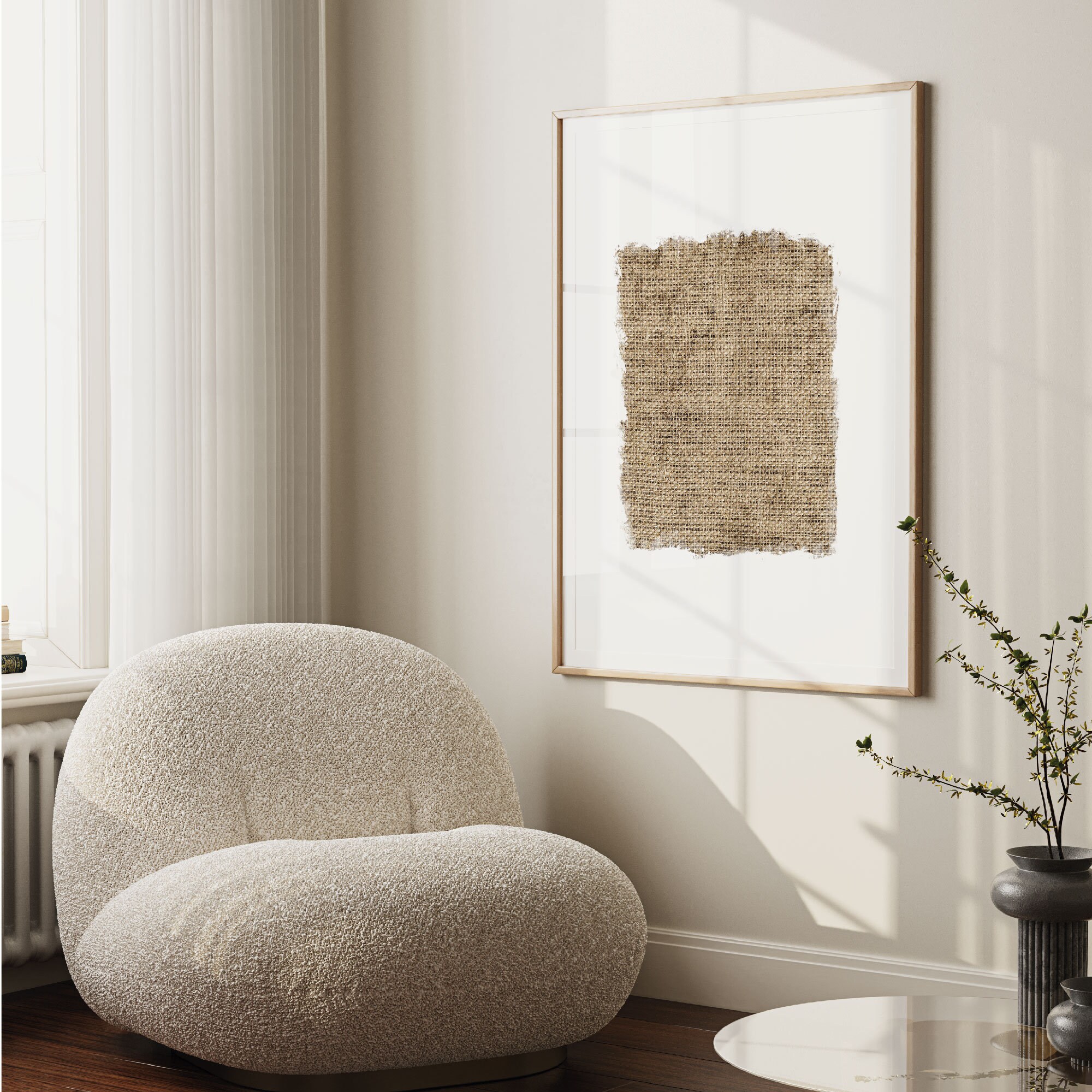 Wabisabi Art, Minimalist Beige Digital Poster, Extra Large Wall Art ...