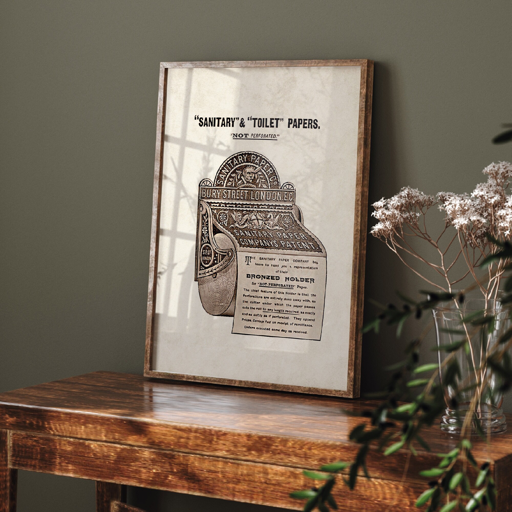 Bathroom Wall Art Vintage Toilet Paper Advertisement, Victorian British ...