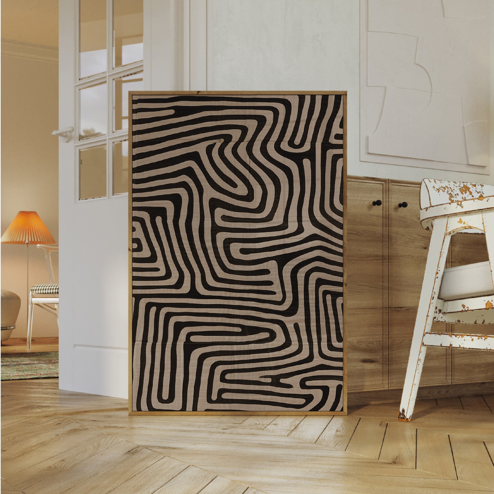 Aboriginal Abstract Wabi Sabi Wall Art, Japandi Boho Tribal Wall Art ...