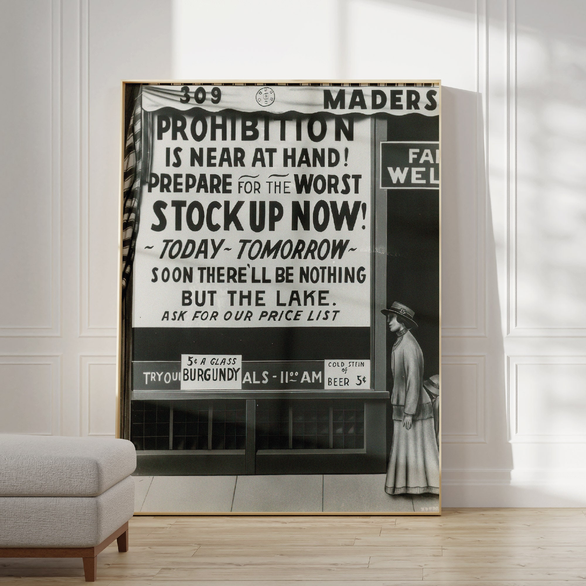 Prohibition Poster Vintage, Black and White Art, Black Printable Art ...