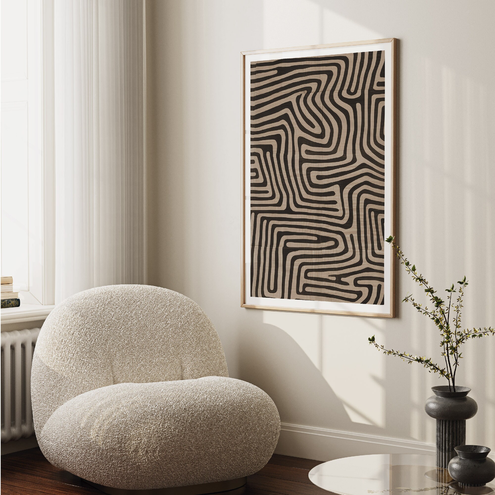 Aboriginal Abstract Wabi Sabi Wall Art, Japandi Boho Tribal Wall Art ...