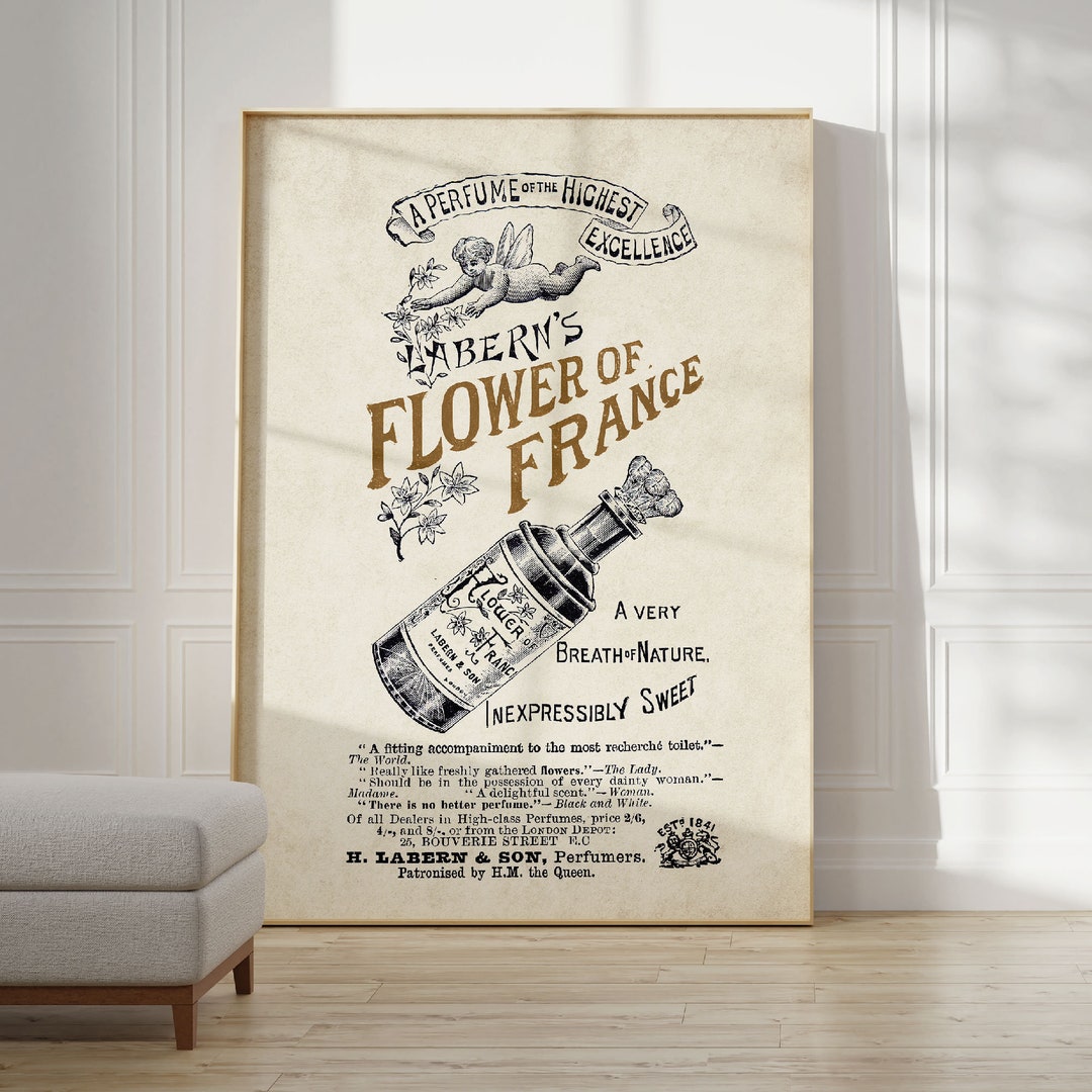 French Perfume Vintage Poster, Rare Authentic Eau De Cologne Print ...