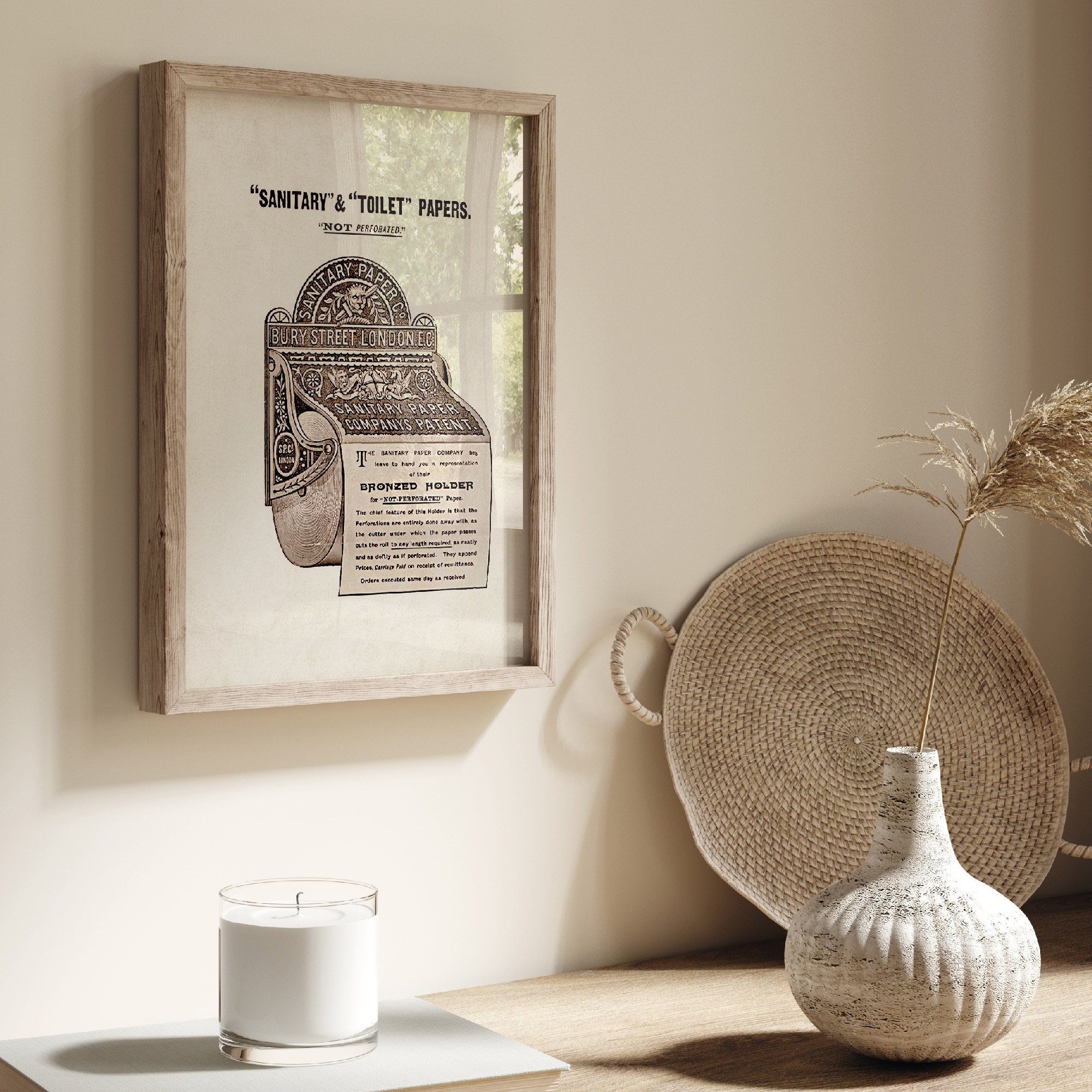 Bathroom Wall Art Vintage Toilet Paper Advertisement, Victorian British ...